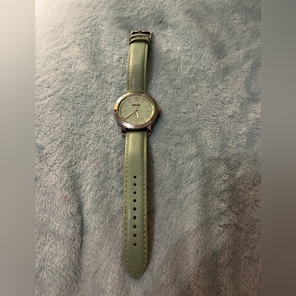 Fossil | Accessories | Fossil Silver And Seagram Green Leather Womens ...